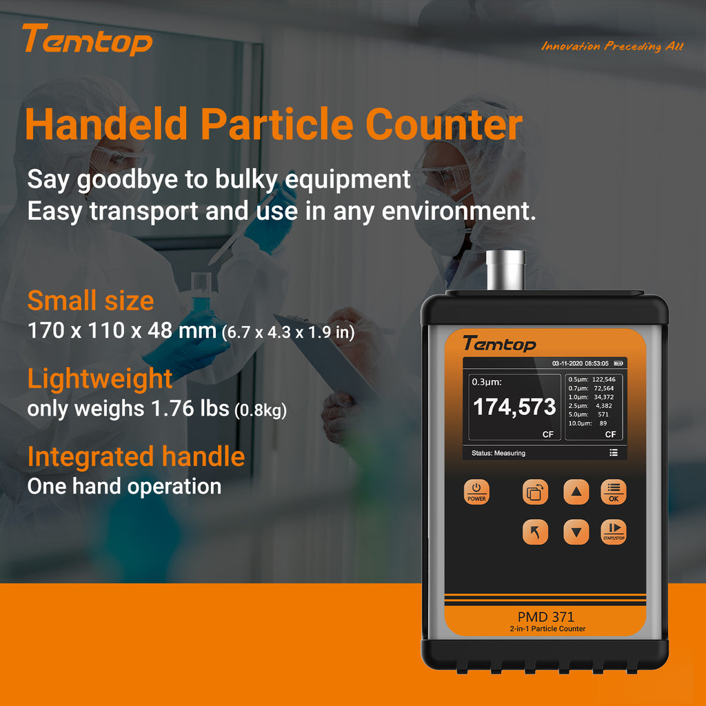 Temtop PMD 371 Aerosol Monitor Handheld Particle Counter Dust Monitor