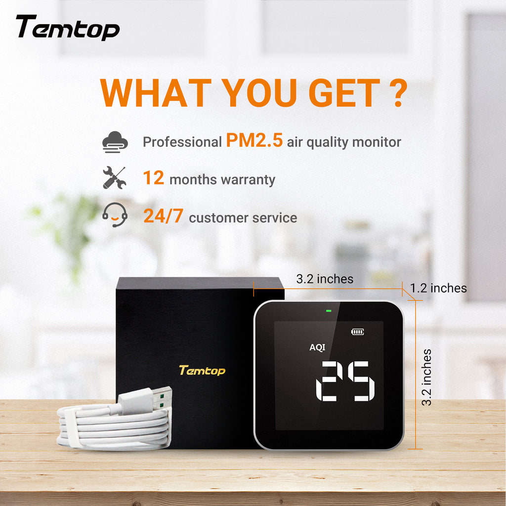 Temtop M10 Air Quality Monitor, Air Quality Detector for PM2.5 HCHO TV